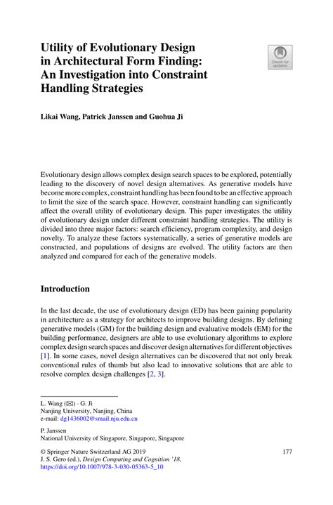 Pdf Utility Of Evolutionary Design In Architectural Form Finding An Investigation Into
