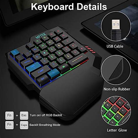 Mftek One Hand Gaming Keyboard And Mouse Combo Rgb Gaming