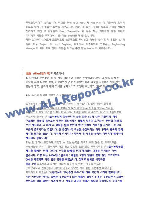 Sk에코플랜트 전기계장 설계 첨삭자소서제조생산자기소개
