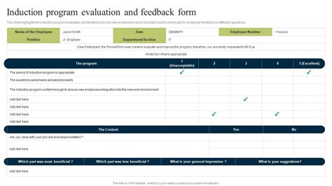 New Staff Onboarding Program Induction Program Evaluation And Feedback Form Clipart Pdf