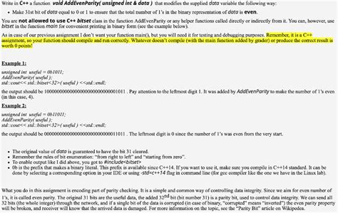 Solved Write In C A Function Void Addeven Parity Unsigned