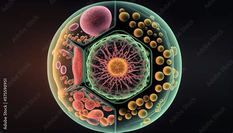 Detailed Microscopic Image Of A Human Cell Structure And Functions Generative Ai Illustration