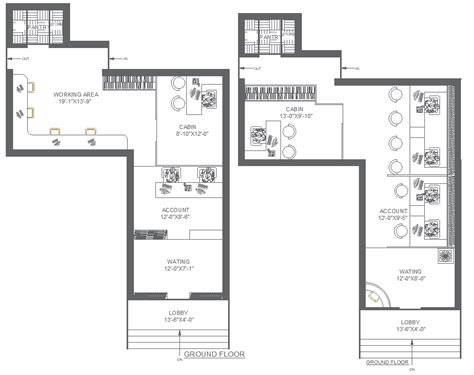 Autocad Dwg 2 Ground Floor Office Layout Plans
