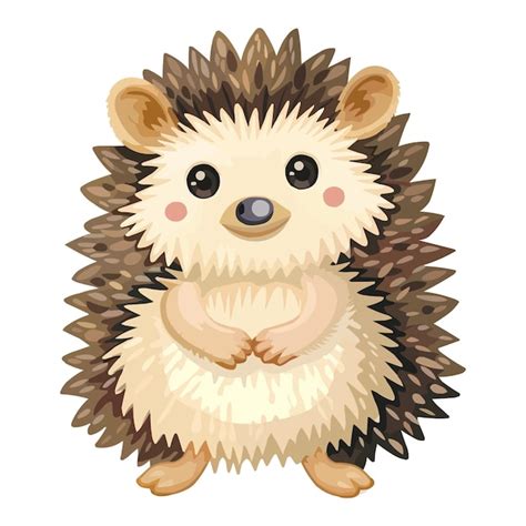 Милая векторная иллюстрация ежи на белом фоне Премиум Ai сгенерированный вектор