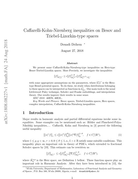 Pdf Caffarelli Kohn Nirenberg Inequalities On Besov And Triebel Lizorkin Type Spaces