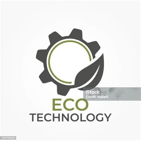 에코 기술 로고 기어 및 나뭇잎 아이콘입니다 환경 친환경 및 산업 상징 산업에 대한 스톡 벡터 아트 및 기타 이미지 산업 생활 방식 개념 Istock