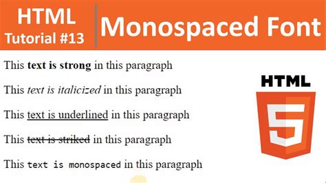 Html Tutorial 13 Monospaced Font In Html Tt And Kbd Tag Youtube