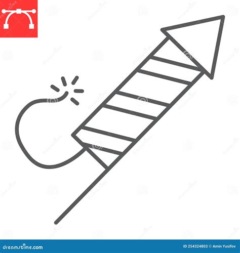 Fireworks Rocket Line Icon Stock Vector Illustration Of Linear 254324803