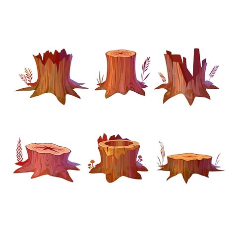 Premium Vector A Set Of Tree Stumps