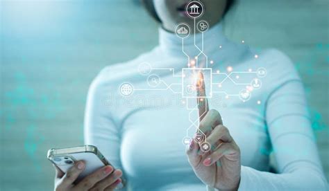 Digital Transformation Technology Strategy Iot Internet Of Things Asian Woman Pressing Ai
