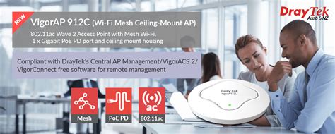 New DrayTek Ac Wave Ceiling Mount Access Point With Mesh Wi Fi VigorAP C DrayTek