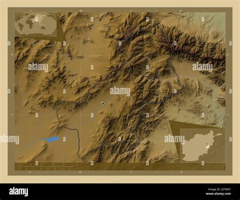 Paktya Province Of Afghanistan Colored Elevation Map With Lakes And