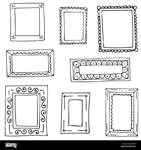Set Of Hand Drawn Doodle Frames Squares Vector Borders Design Elements Stock Vector Image