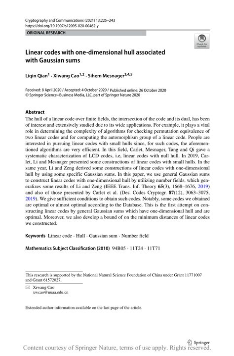 Linear Codes With One Dimensional Hull Associated With Gaussian Sums