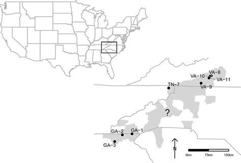 Bog Turtle Sampling Locations In The Southern Portion Of Their