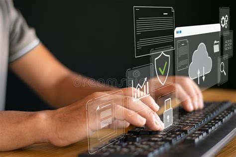 Business People Use Computers To Store Data On The Cloud And Transfer