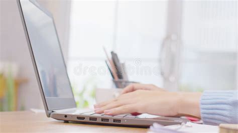 Close Up Hand Of Business Woman Typing On Keyboard Working With