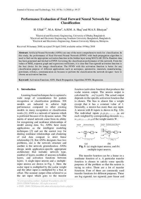 Pdf Performance Evaluation Of Feed Forward Neural Network For Image Classification