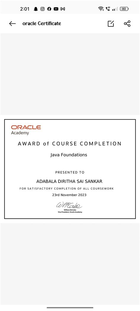 I Have Oracle Completion Certificates In Java Foundationsand Java