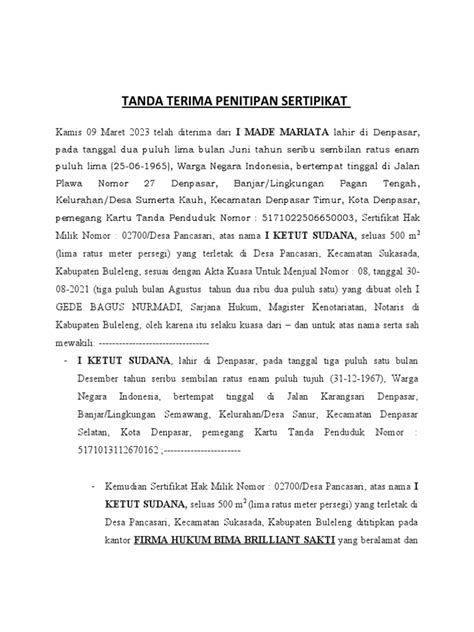 Penitipan Sertipikat Pdf