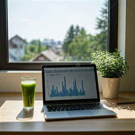 Laptop With Graph Table Work From Home Photography In Front Of Big