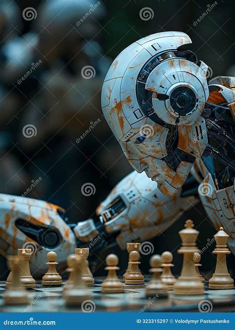 A Robot Playing Chess With Other Robots Stock Image Image Of Playing