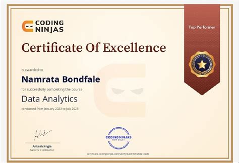 Namrata Bondfale On Linkedin Successfully Completed Data Analytics Course