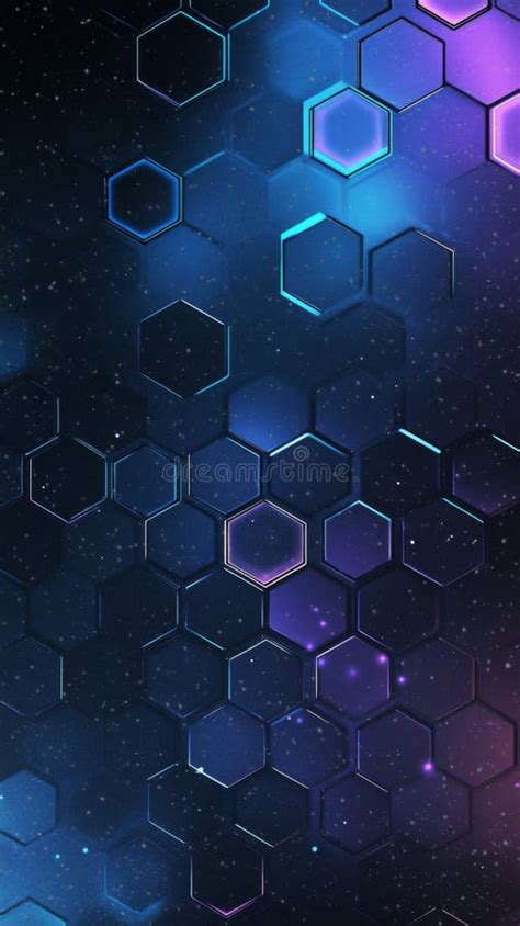 Futuristic Abstract Background Featuring Glowing Hexagonal Patterns Stock Illustration