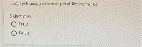 Solved Language Training Is Sometimes Part Of Diversity