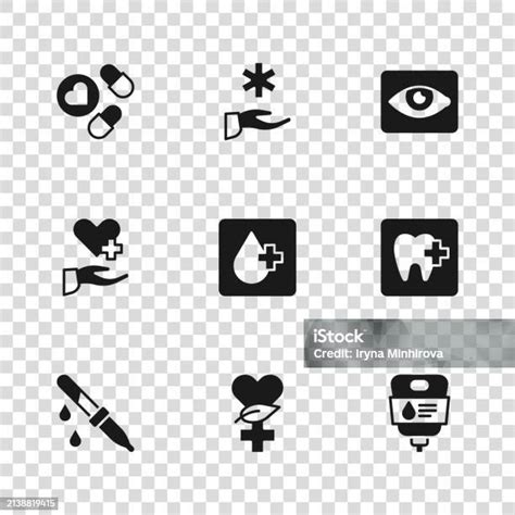 Ethnoscience 치과 진료소 위치 Iv 백 혈액 검사 적목 현상 의학 알약 또는 정제 십자가 아이콘이있는 병원 의료 및 심장을 설정합니다 벡터 1위에 대한 스톡 벡터