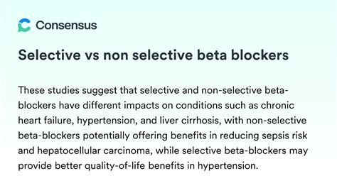 Selective Vs Non Selective Beta Blockers Consensus Academic Search Engine