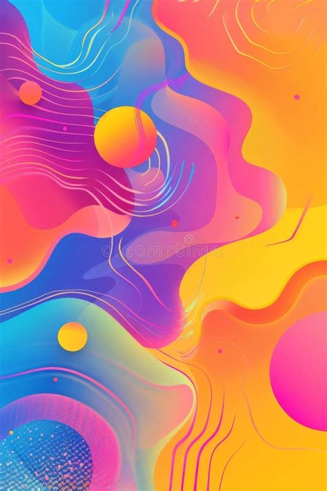 Vibrant Abstract Background With Colorful Waves And Spheres Stock