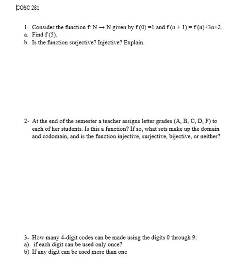 solved 1 consider the function f n→n given by f 0 1 and