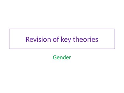 A Level Gender Theory Revision Teaching Resources
