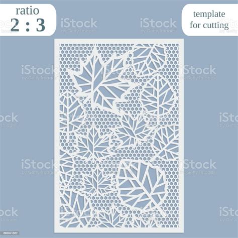 종이 비쳐 인사말 카드 절단 단풍 잎 레이스 초대 Lasercut 금속 패널 나무 조각 벡터 일러스트 레이 션에 대 한 서식 파일 레이저에 대한 스톡 벡터 아트 및 기타