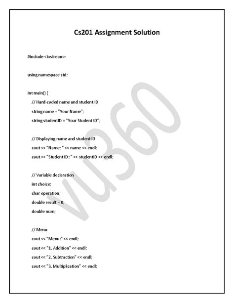 Cs201 Assignment Solution By Vu360 Cs201 Assignment Solution Include