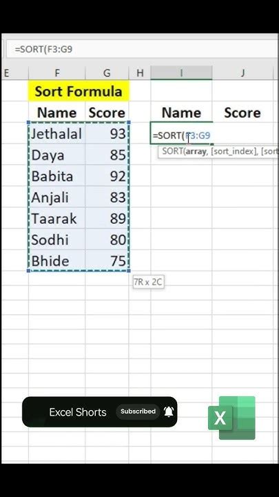 Sort Formula Excel Excelformula Msexcel Vlookup Exceltips Youtube