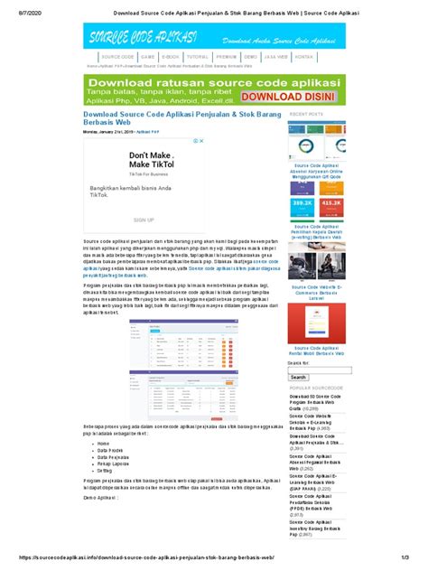 Source Code Aplikasi Penjualan And Stok Barang Berbasis Web Source Code Aplikasi Pdf