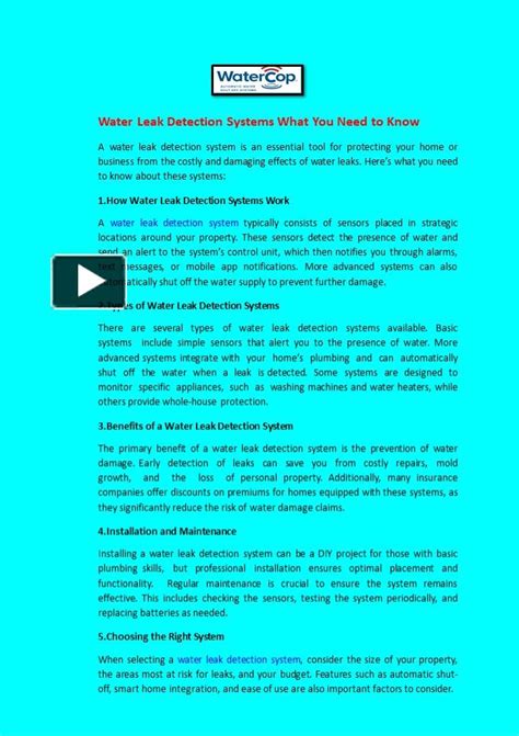 Ppt Water Leak Detection Systems What You Need To Know Powerpoint Presentation Free To