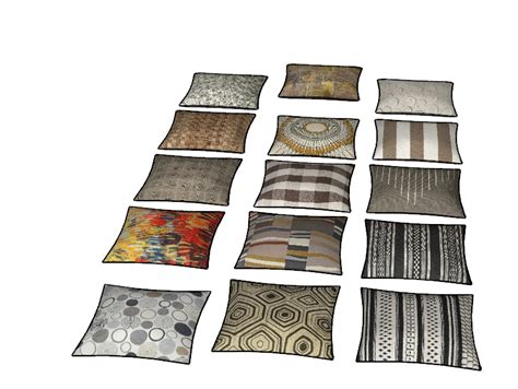 舒适精品花样抱枕su模型 陈设摆件 土木在线