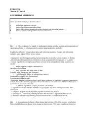 Understanding Descriptive Statistics In ECON1310 Course Hero