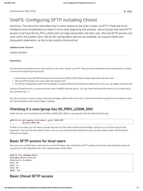 Onefs Configuring Sftp Including Chroot Dell Us Pdf Superuser File Transfer Protocol