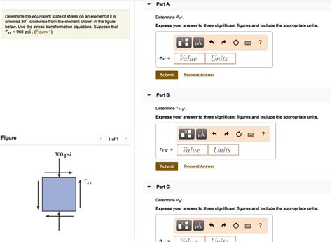 Solved Part A Determine The Equivalent State Of Stress On An Element