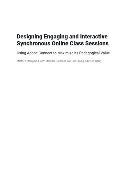 Designing Engaging And Interactive Synchronous Online Class Sessions Pdf Educational