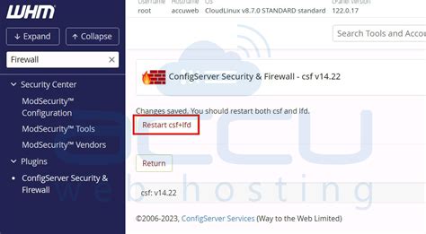 How To Enabledisable Configserver Firewall In Whm Accuwebhosting