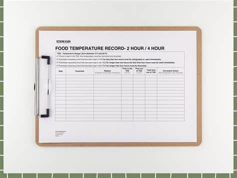 Food Temperature Record Sheets For Restaurants Cafe Bakery Catering
