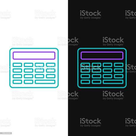 흰색과 검은색 배경에 격리된 라인 계산기 아이콘입니다 회계 기호입니다 비즈니스 계산 수학 교육 및 금융 다채로운 개요 개념 벡터 개념에 대한 스톡 벡터 아트 및 기타 이미지