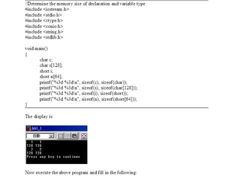 Solved 1determine The Memory Size Of Declaration And