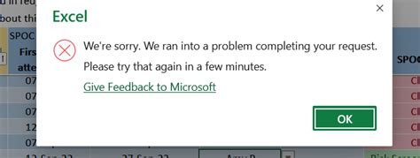 Excel For Web On Sharepointone Drive Ran Into A Problem Completing