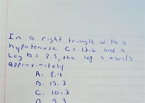 Solved In A Right Triangle With A Hypotenuse C And A Chegg